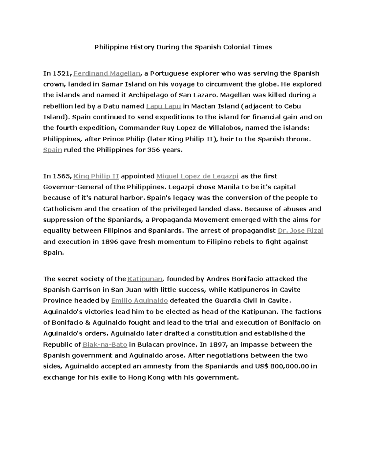 Philippine History During the Spanish Colonial Times - He explored the ...