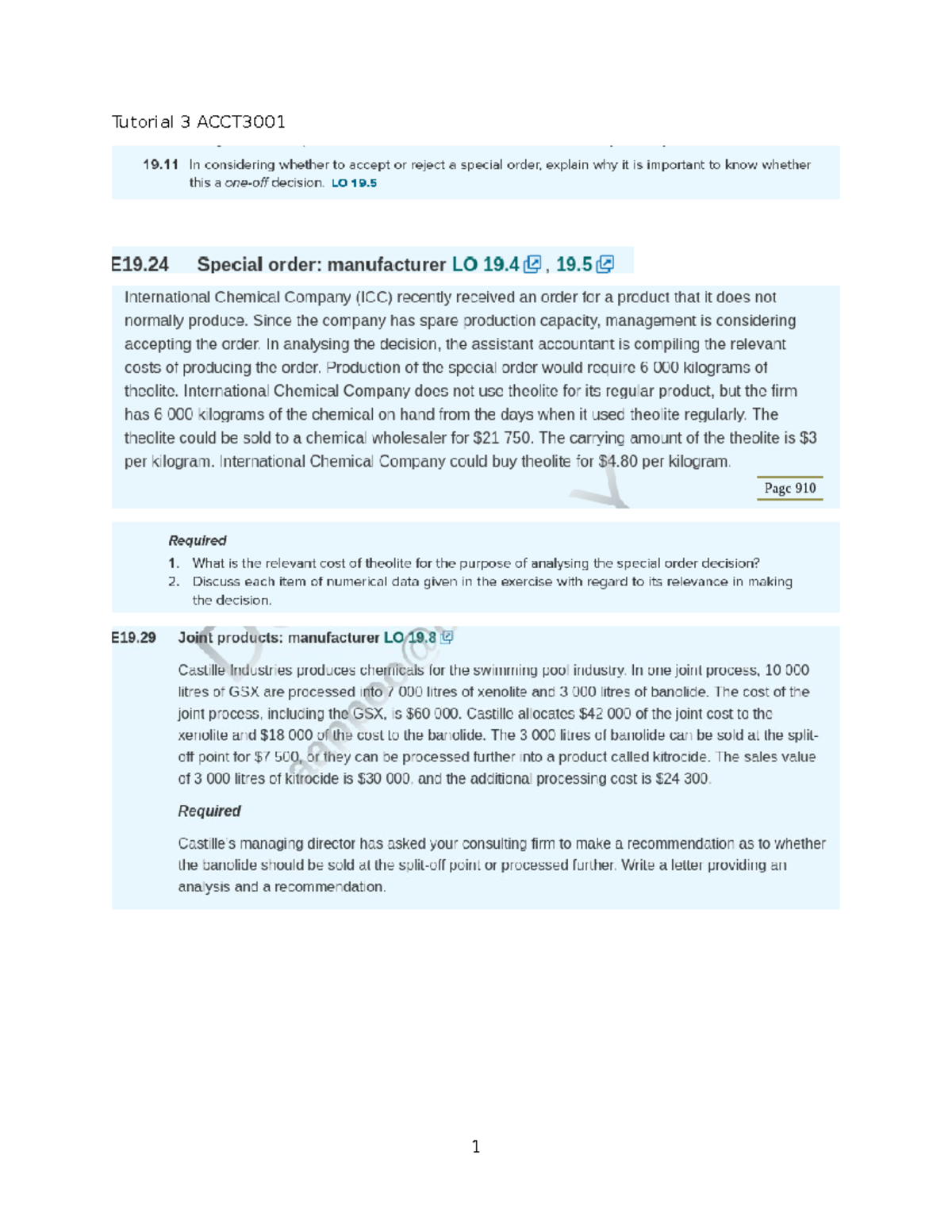 Tutorial 3 ACCT3001 - Practice material with sample questions ...