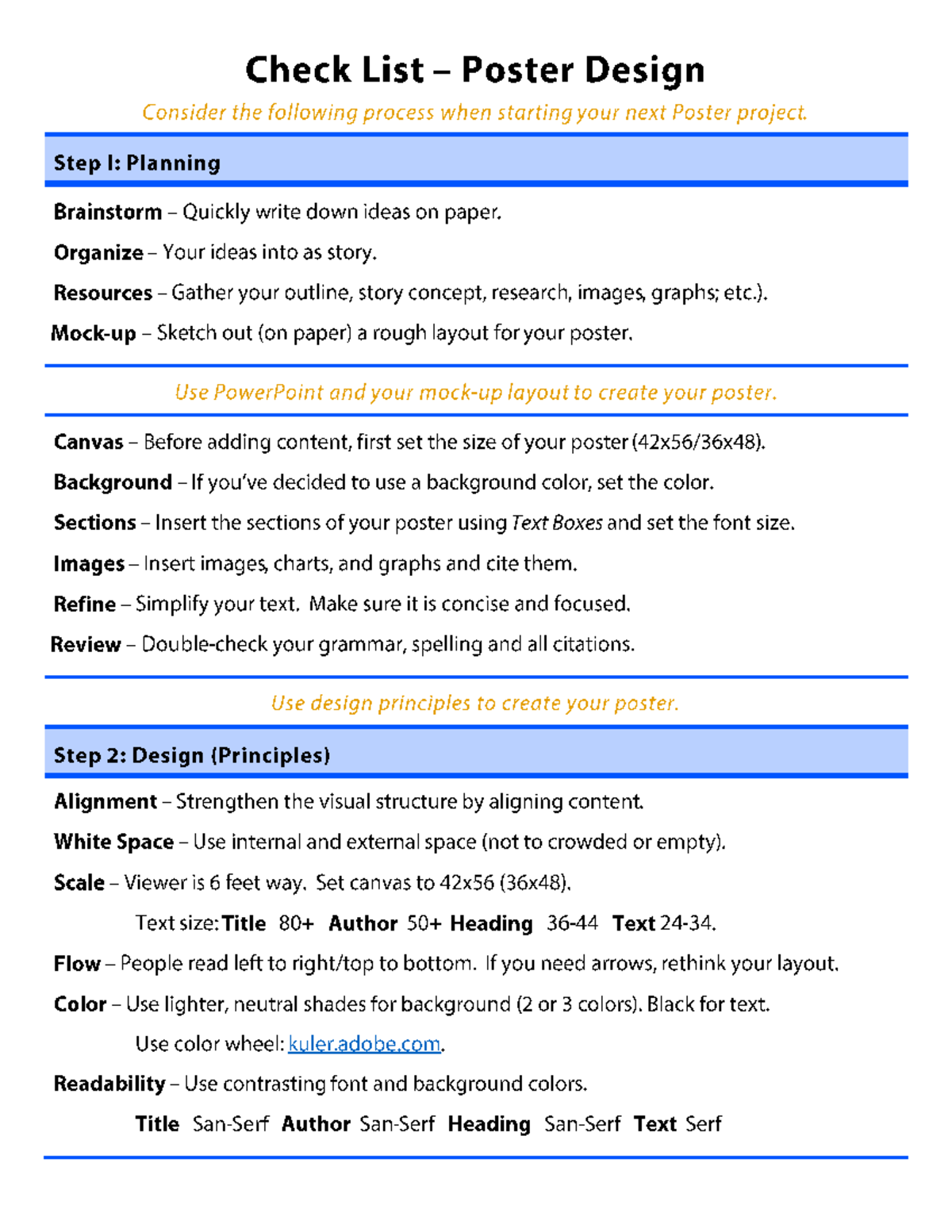 Posterdesignchecklist - Introduction to social science research methods ...