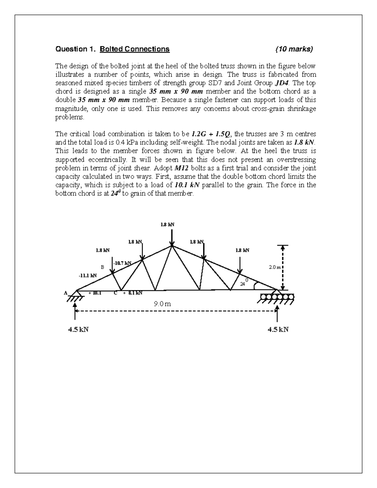 Design and Anlaysis of Timber Structures Questions - Question 1. Bolted ...