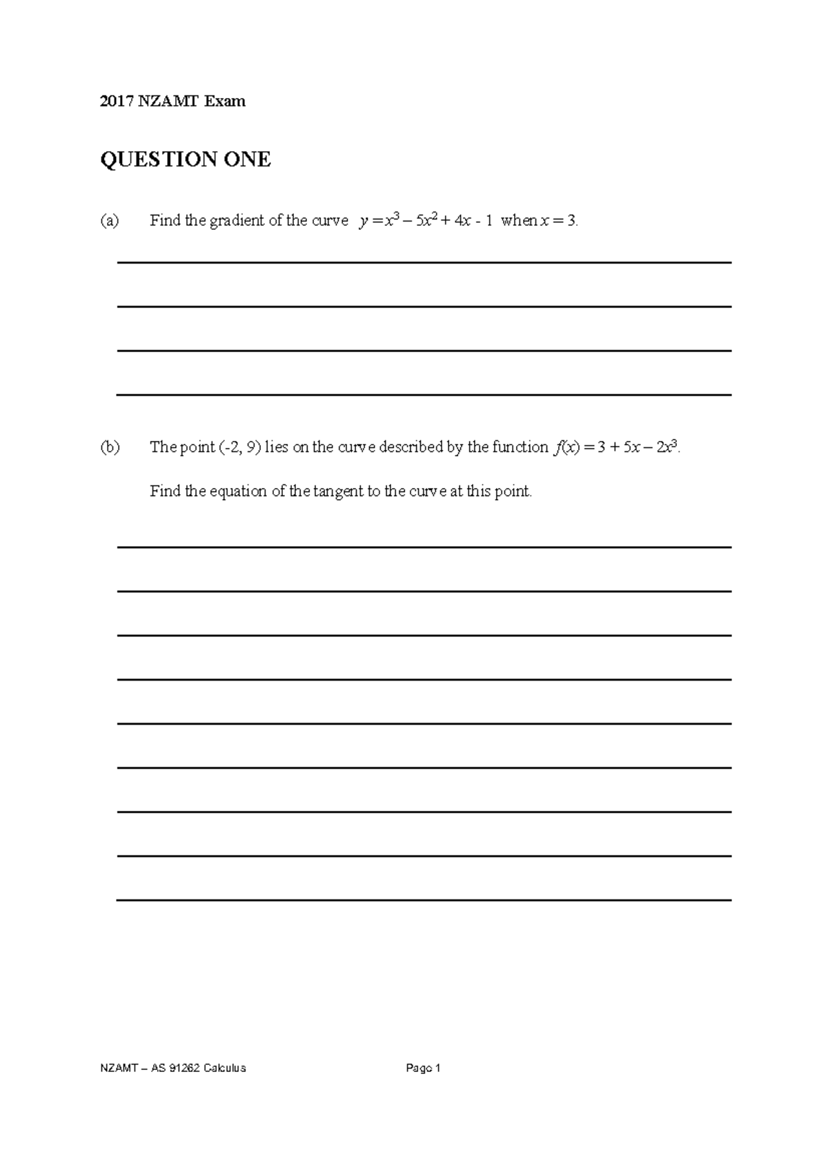 Calculus - Practise paper easy - MATH 20 - Stanford - Studocu