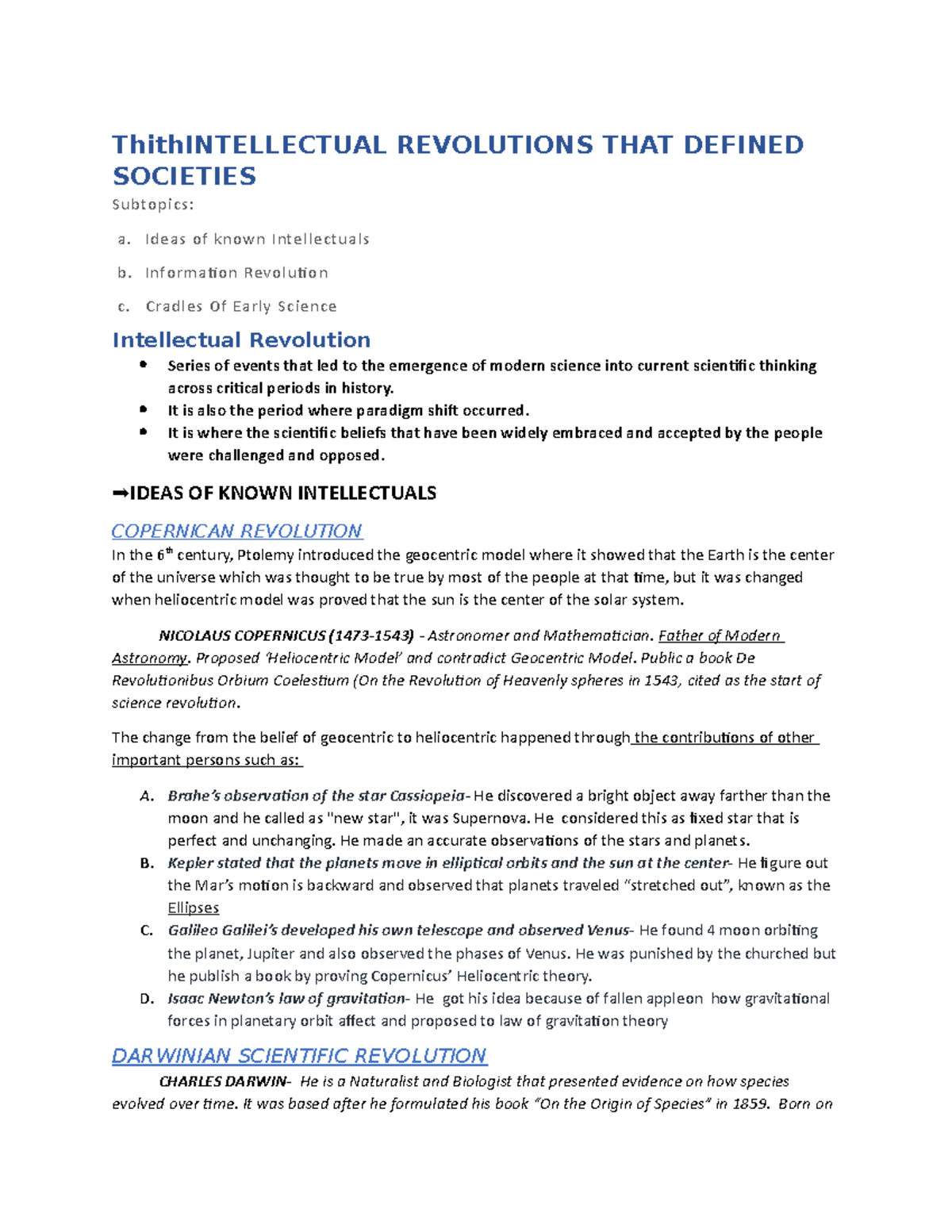 STS- Lesson 2(Intellectualrev) - ThithINTELLECTUAL REVOLUTIONS THAT ...