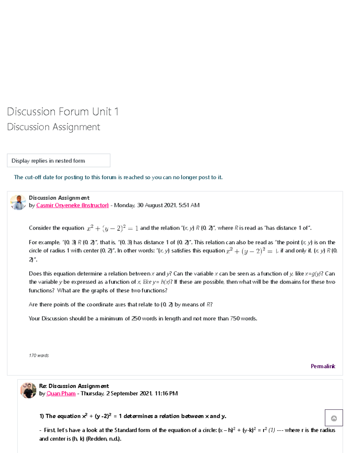 MATH 1201 - AY2022-T1 Discussion Assignment - MATH 1201 - UoPeople - Studocu