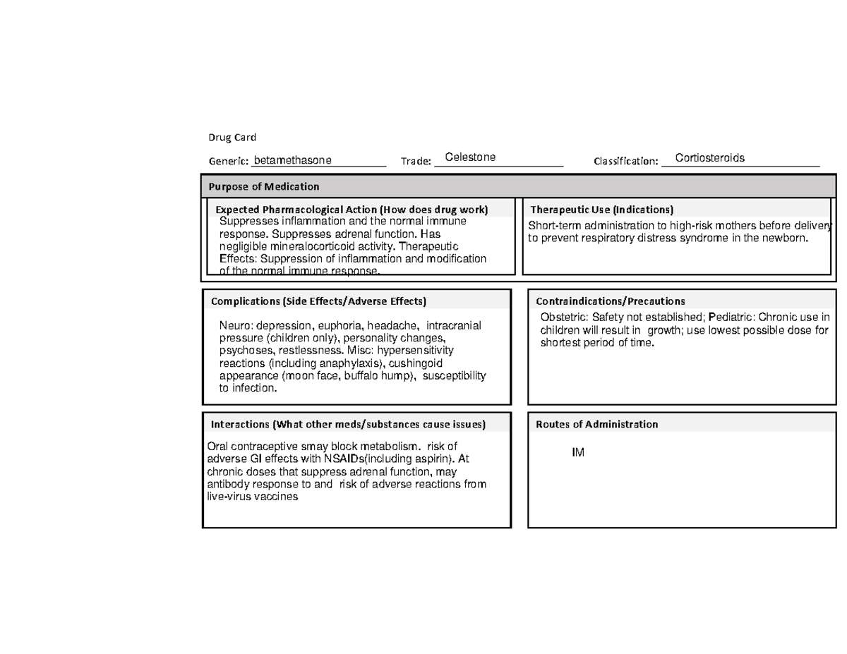 Drug Card Set 1-6 - medication - Drug Card Generic ...