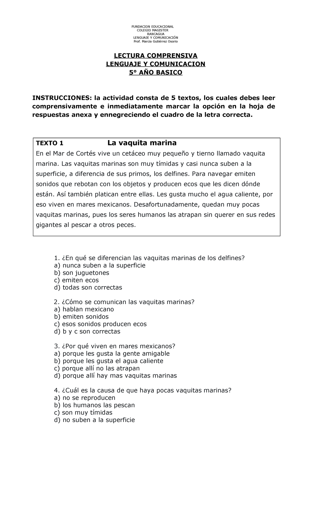 Comprension-lectora-Quinto-basico - FUNDACION EDUCACIONAL COLEGIO ...