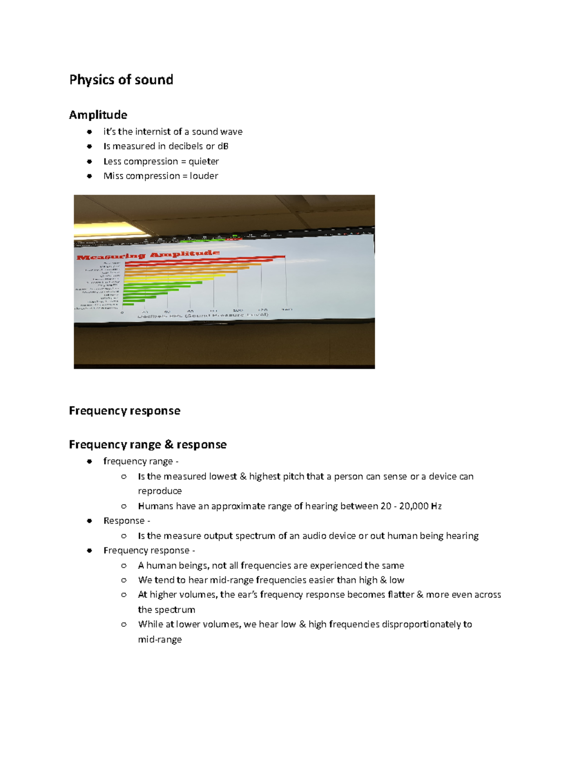 2/1 - physics of sound notes - Physics of sound Amplitude it’s the ...