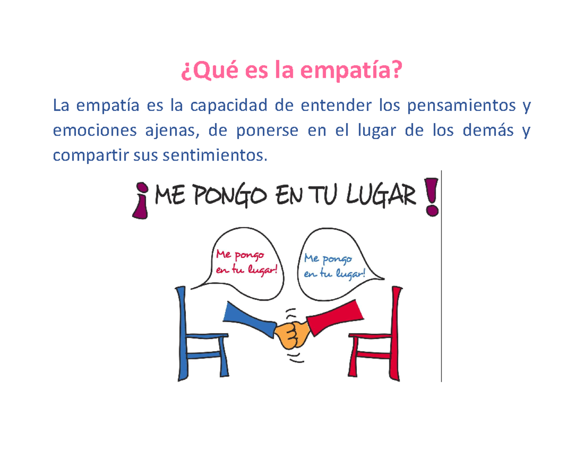 Qué es la empatía - Refuerzo - ¿Qué es la empatía? La empatía es la ...