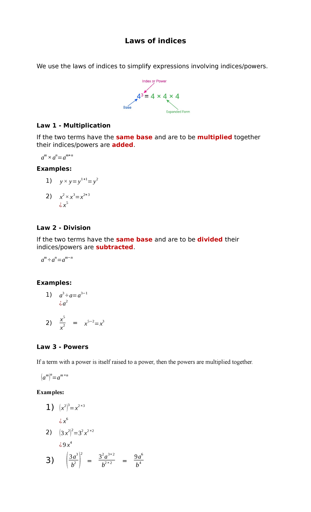 Laws Of Indices Law 1 Multiplication If The Two Terms Have The Same laws-of-indices-law-1-multiplication-if-the-two-terms-have-the-same