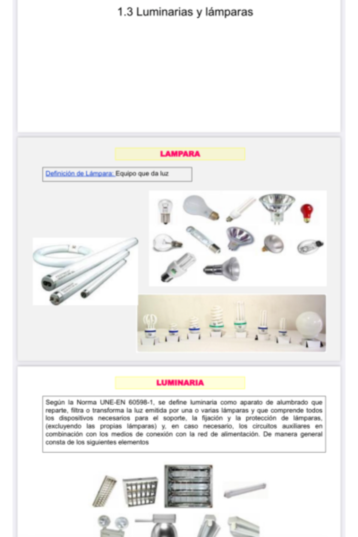 Luminarias, tipos de luces, ejemplos - Inst Elect Y Luminotecnia I - Studocu