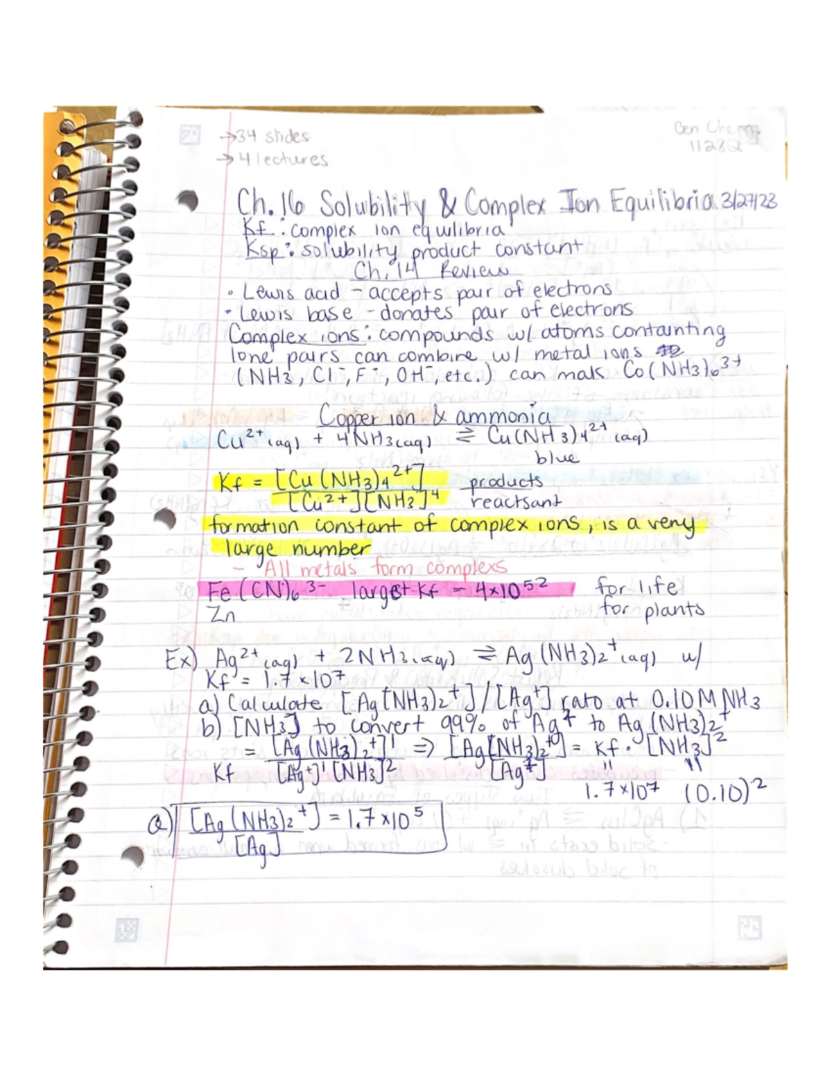 Chem 1128Q ch. 16 - Solubility and Complex Ion Equilibria - CHEM 1128Q ...