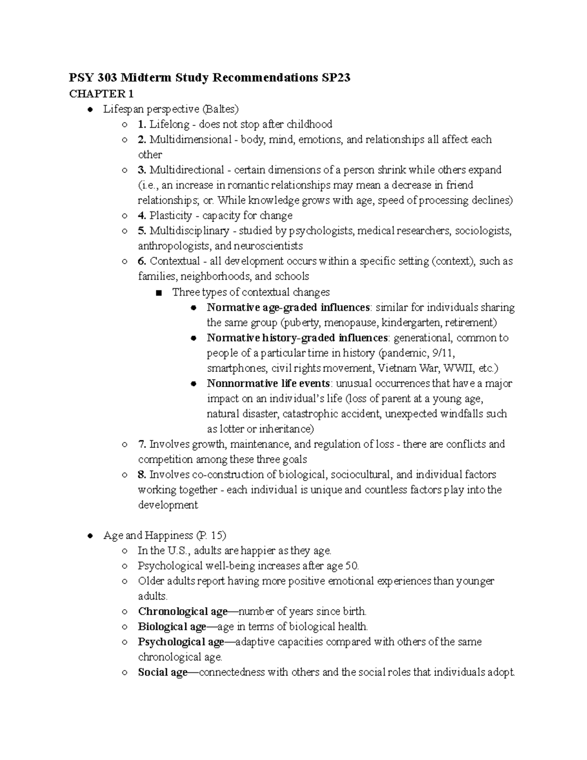 Psy 303 midterm study recs - PSY 303 Midterm Study Recommendations SP ...