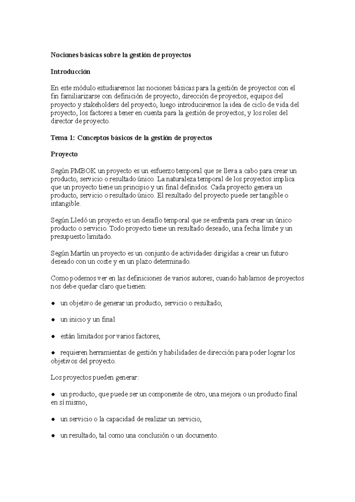 Nociones básicas sobre la gestión de proyectos - Nociones básicas sobre la gestión de proyectos ...