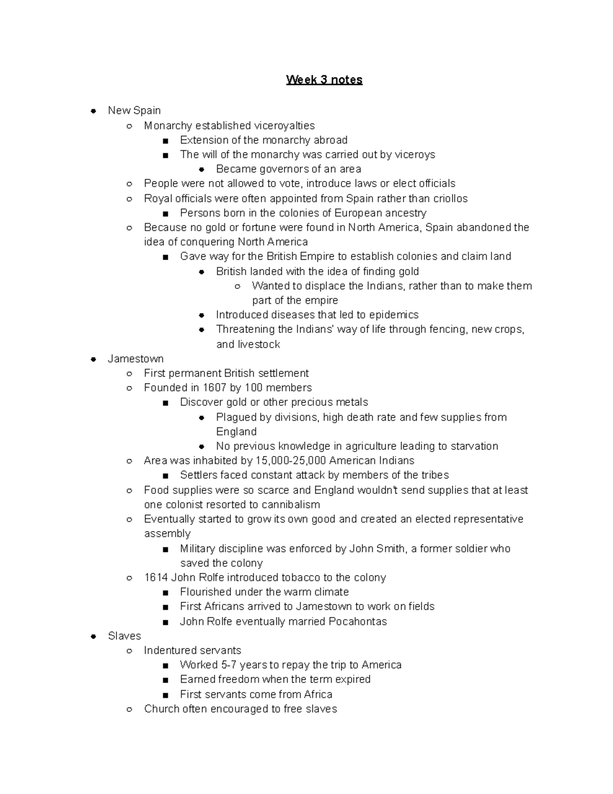 Week 3 notes - Week 3 notes New Spain Monarchy established ...