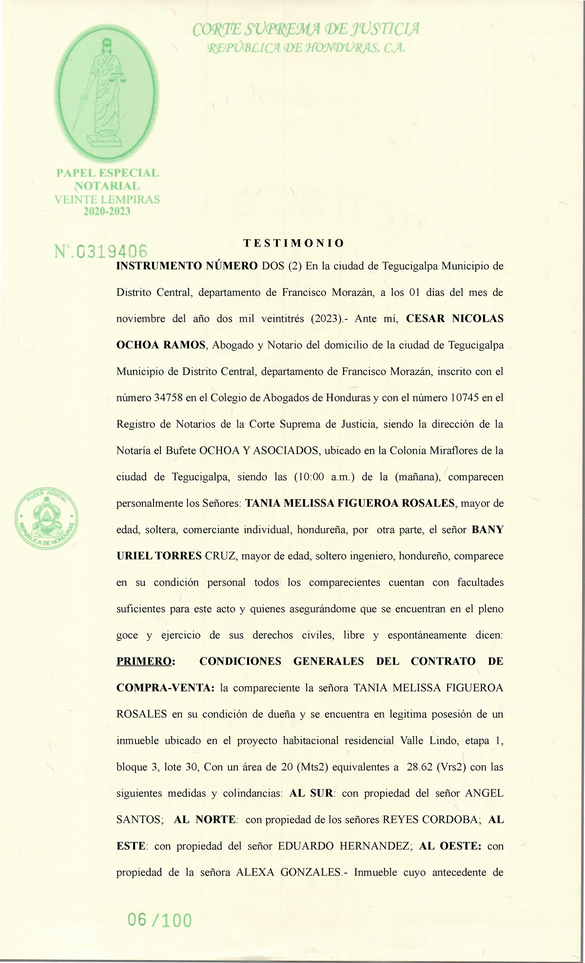 Escritura Compra- Venta DE UNA CASA Notarial II - T E S T I M O N I O ...