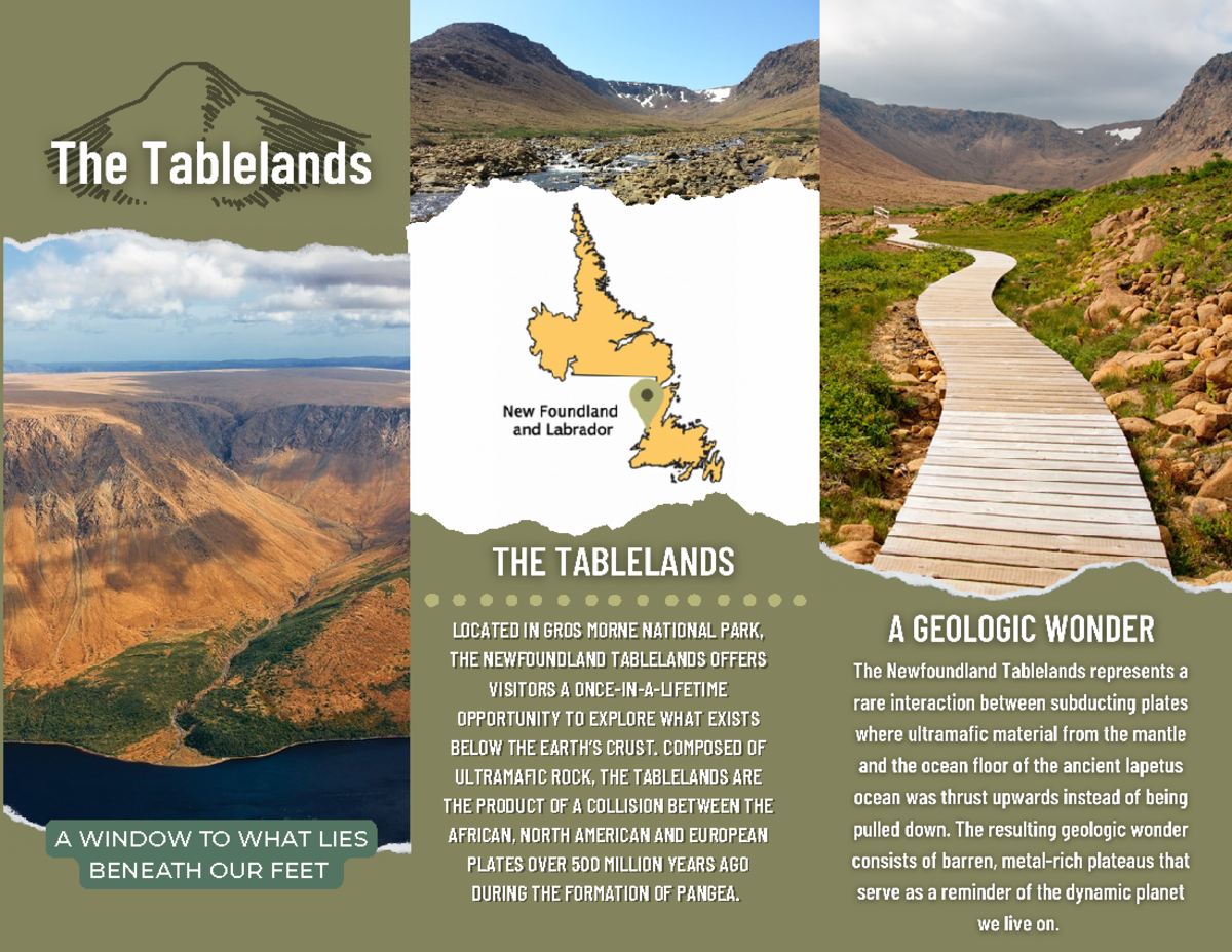 Tablelands Pamphlet - A WINDOW TO WHAT LIES BENEATH OUR FEET LOCATED IN ...