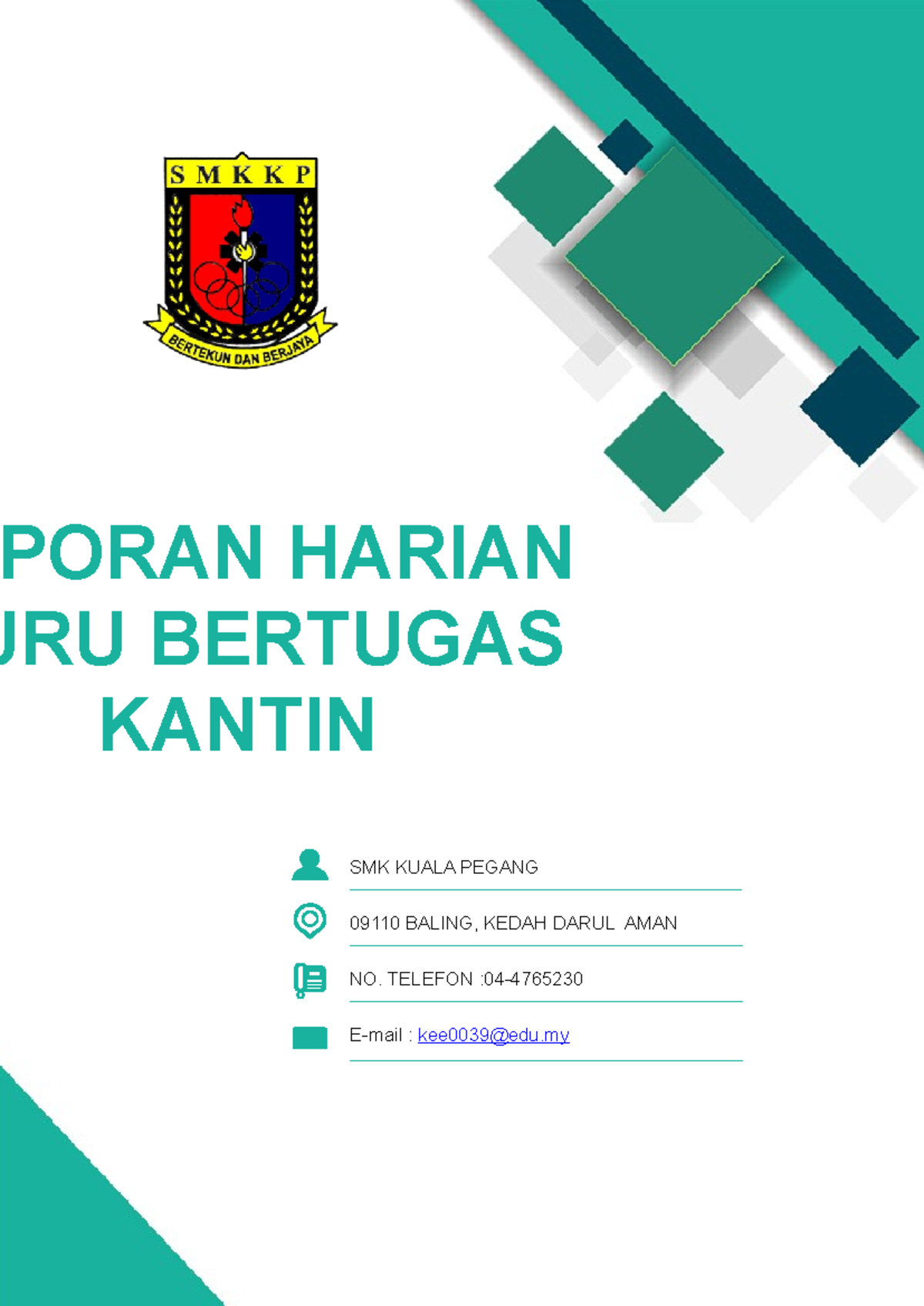 MUKA Depan BUKU Laporan Kantin - Kemanusiaan - KANTIN SMK KUALA PEGANG ...