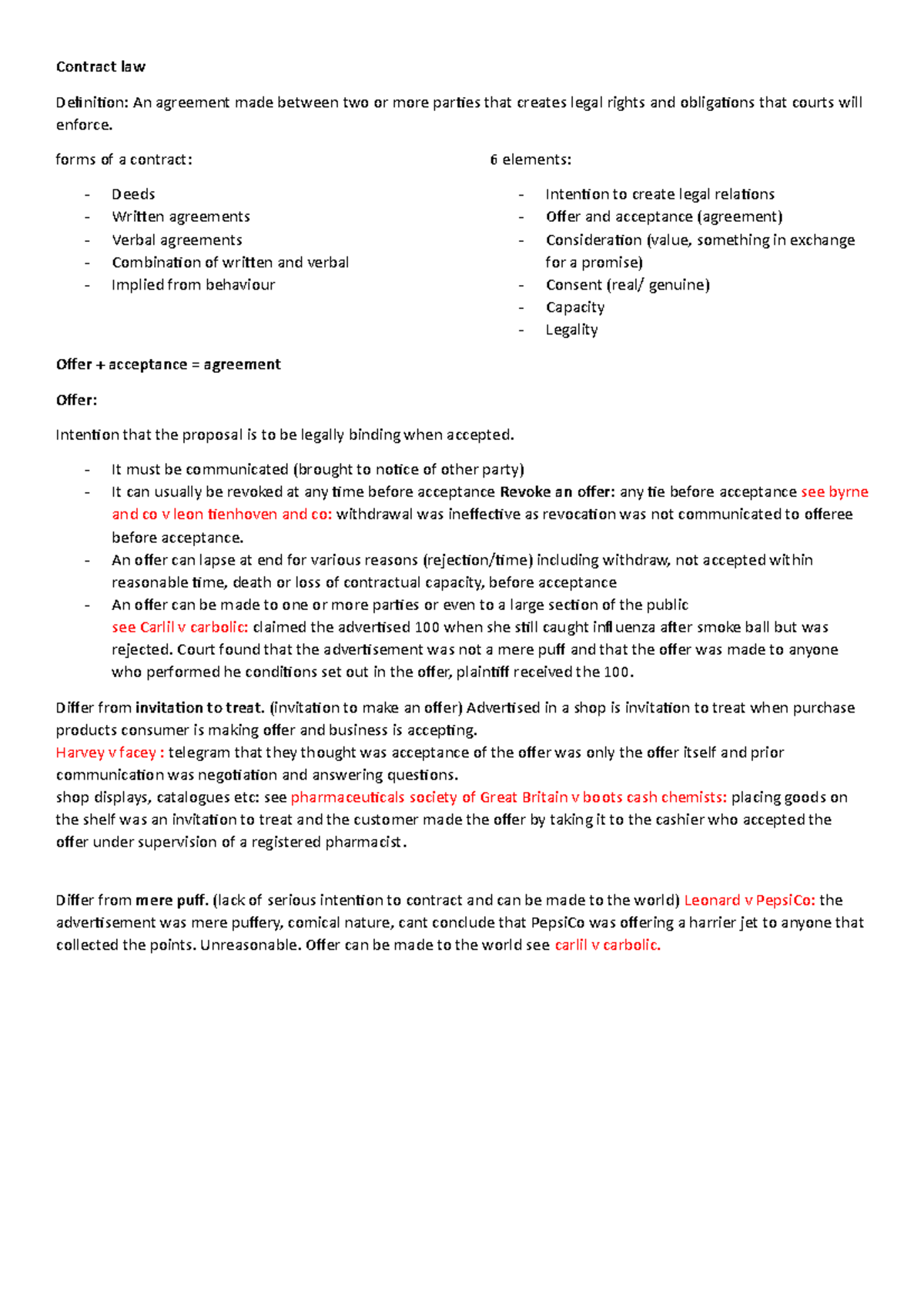 Contract law - Contract law Definition: An agreement made between two ...