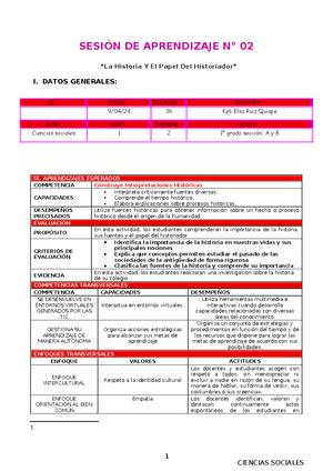 Sesion Religion 1°2° SEC- Semana 04 UNI 6 - SESIÓN DE APRENDIZAJE N° 4 UNIDAD DE APRENDIZAJE 6 ...