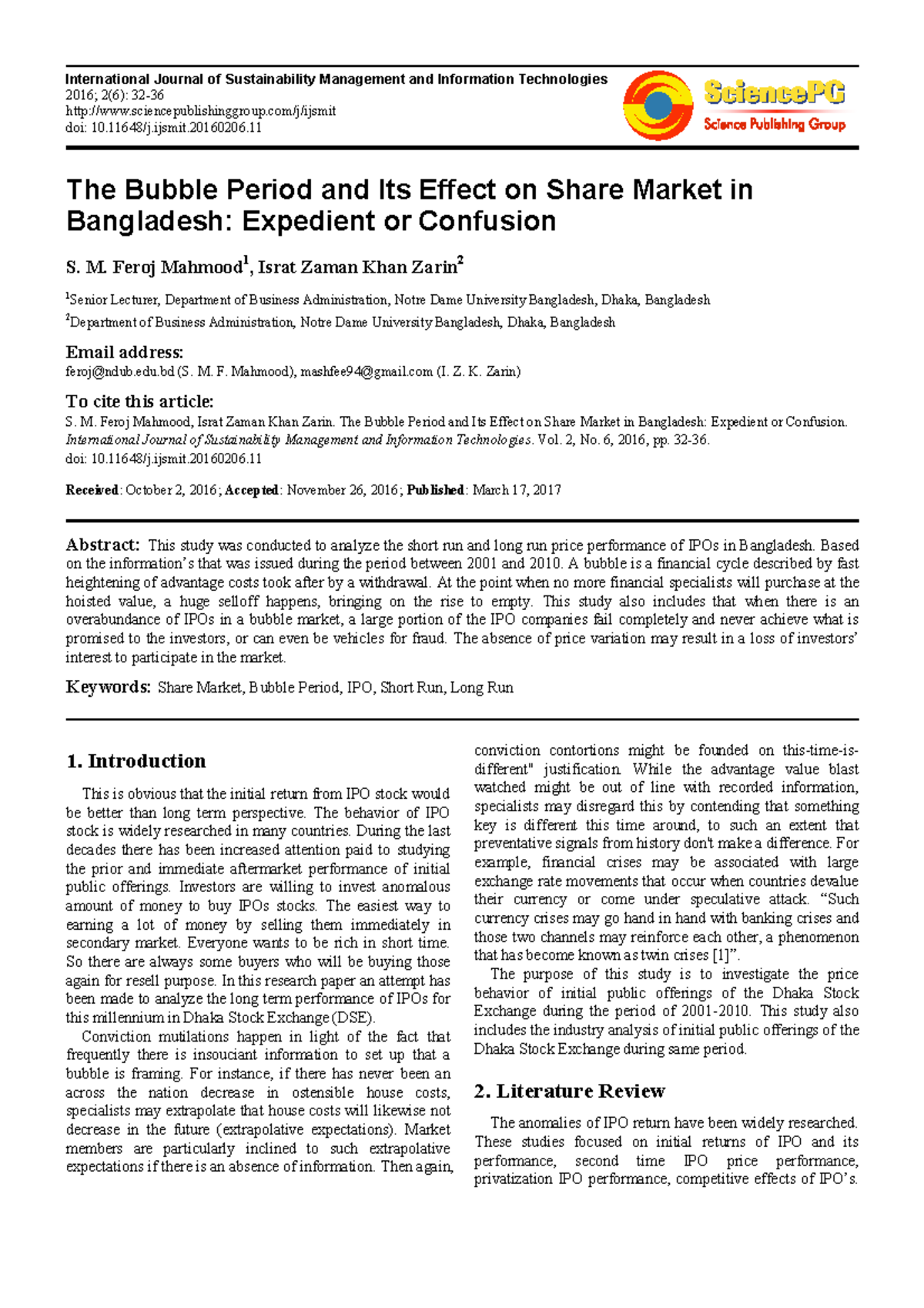 The Bubble Period and Its Effect on Shar - International Journal of ...