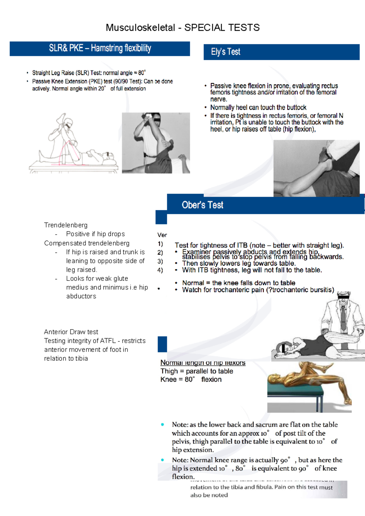 Musculoskeletal - Special Tests - Musculoskeletal - SPECIAL TESTS ...