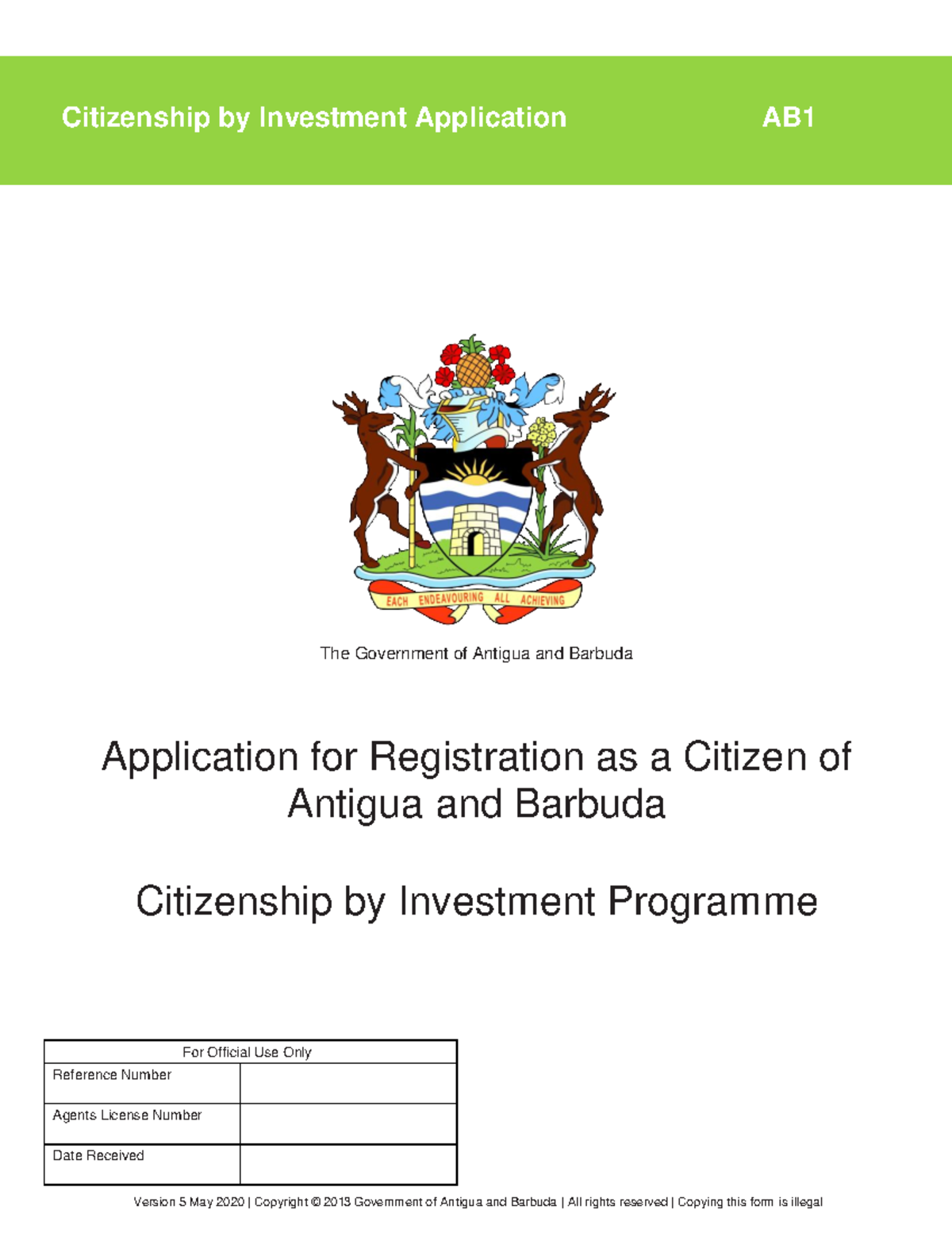 AB1 - Citizenship by Investment Application Form - May 2020 - Fillable ...