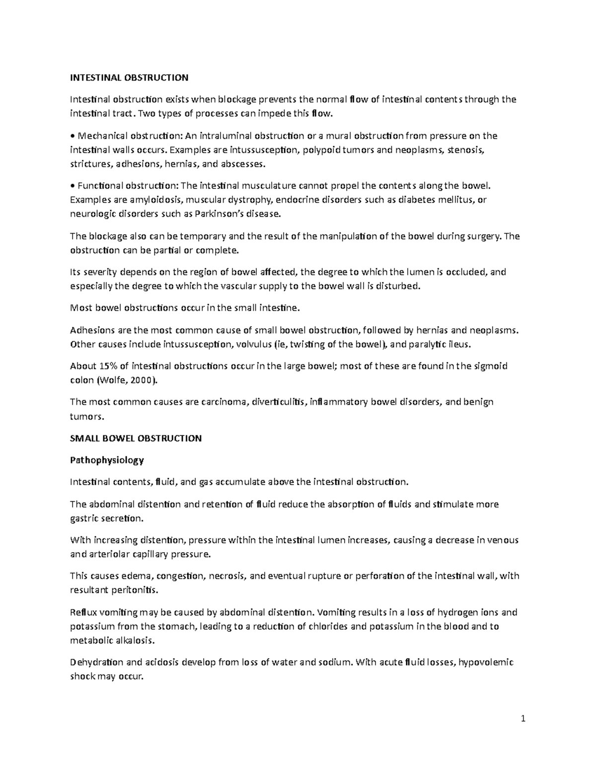 Gastrointestinal Disorders - INTESTINAL OBSTRUCTION Intestinal ...