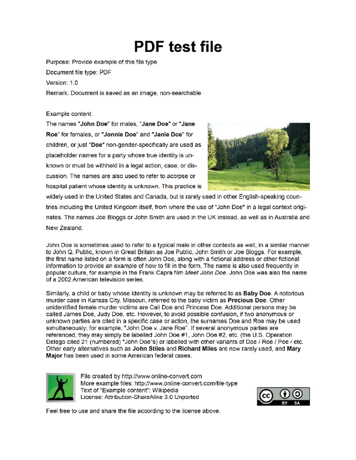 Example nonsearchable - PDF test file Purpose: Provide example of this ...