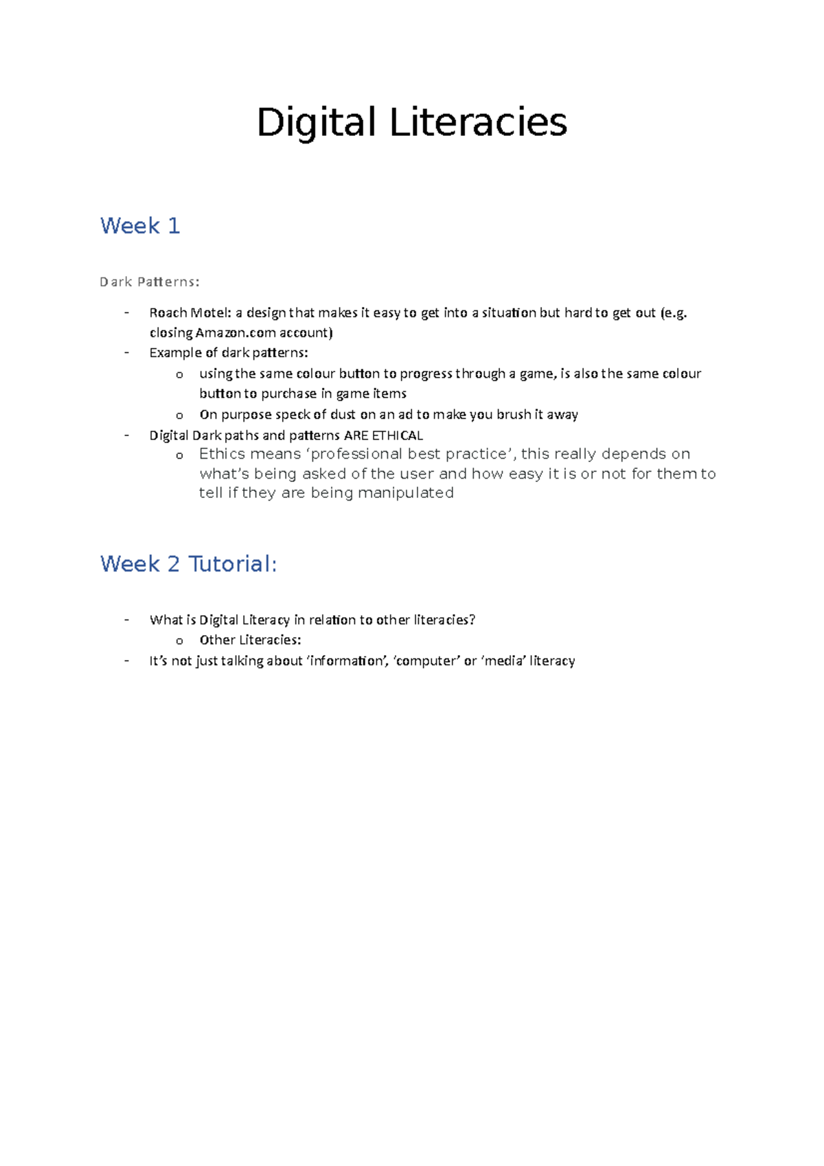 Digital Literacies - Digital Literacies Week 1 Dark Patterns: Roach ...