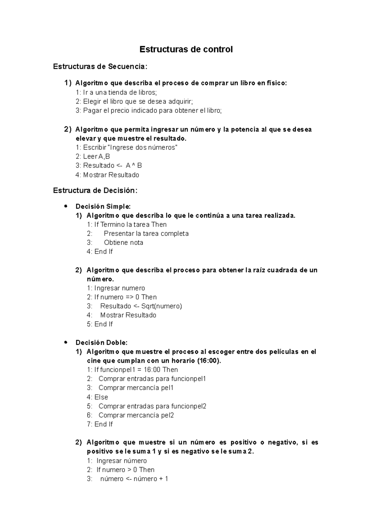 Estructuras de control-Lógica - Estructuras de control Estructuras de ...