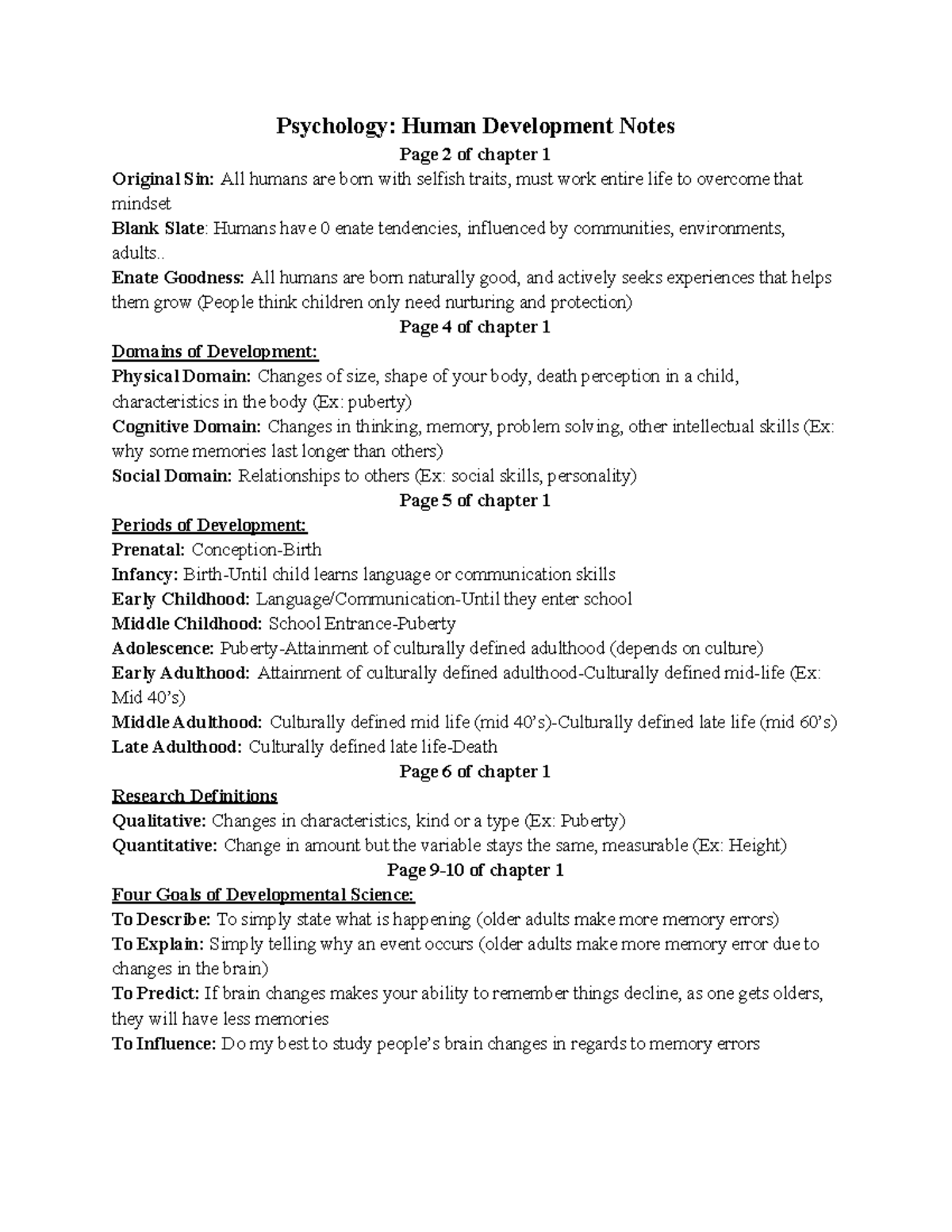 Psychology Human Development Notes - . Enate Goodness: All humans are ...