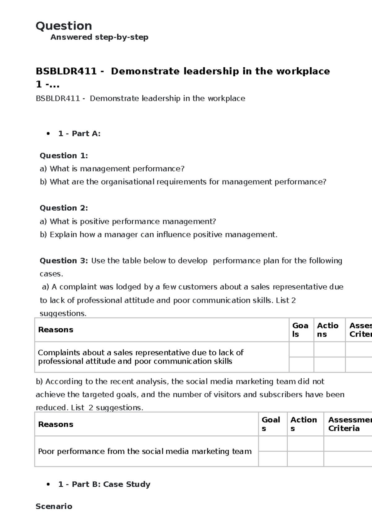 Sample Questions - Question Answered step-by-step BSBLDR411 ...