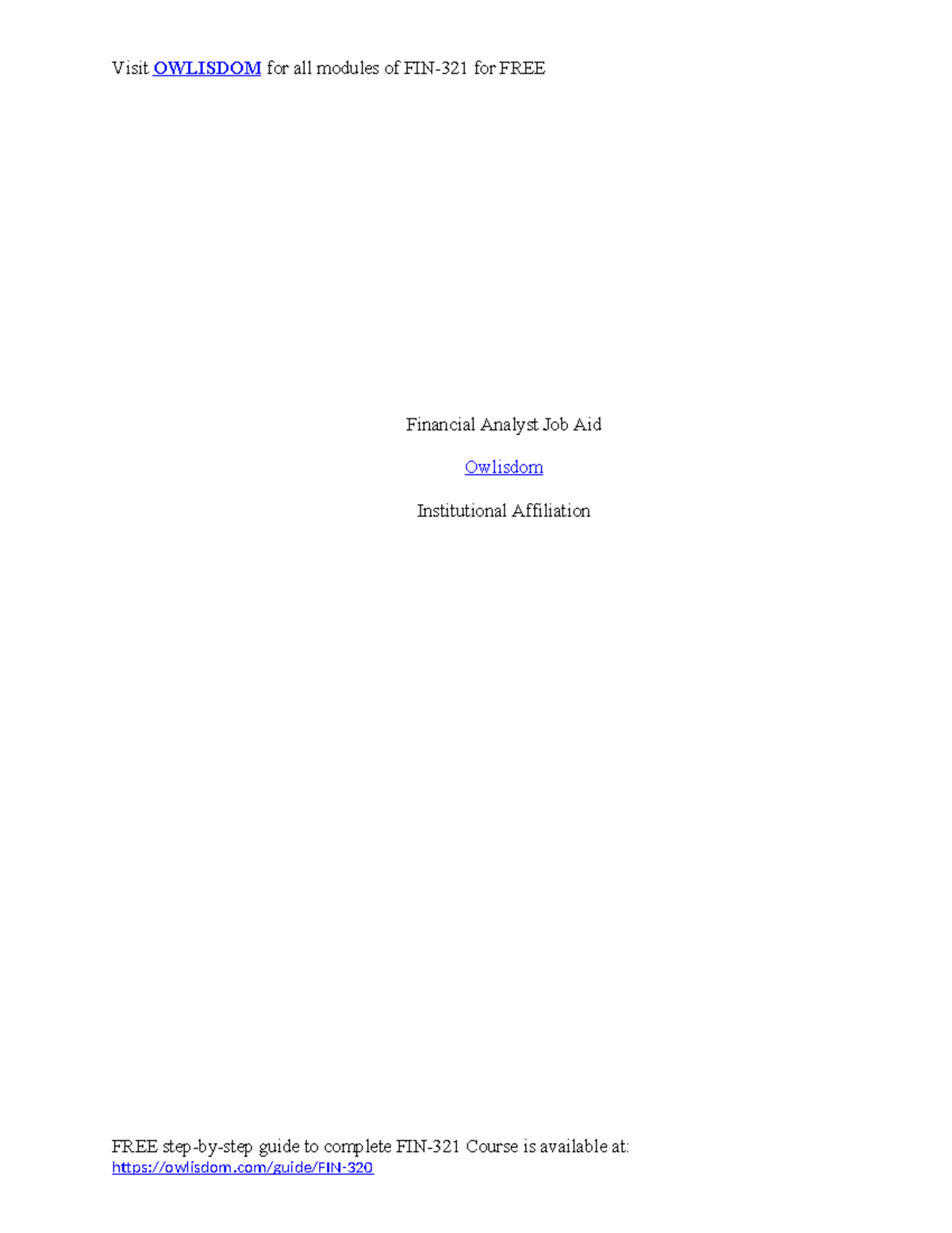 FIN 320 3-2 Project: Comprehensive Guide for Financial Analysts ...