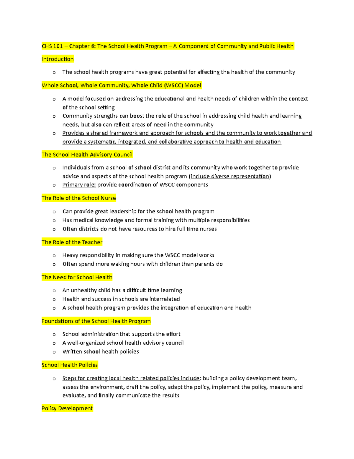 Studocu chpt 6 chs 101 - The school health program - a component of ...