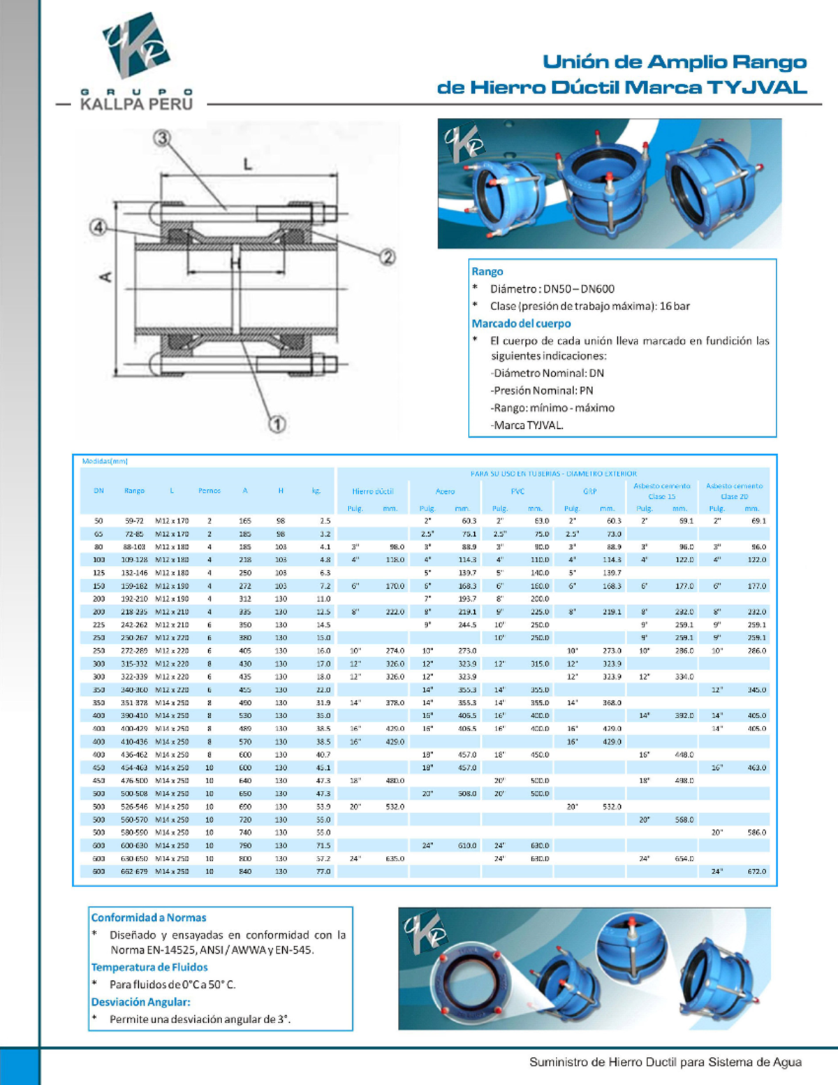 Kallpa - Union DE Amplio Rango DE Hierro Ductil - Abastecimiento De ...