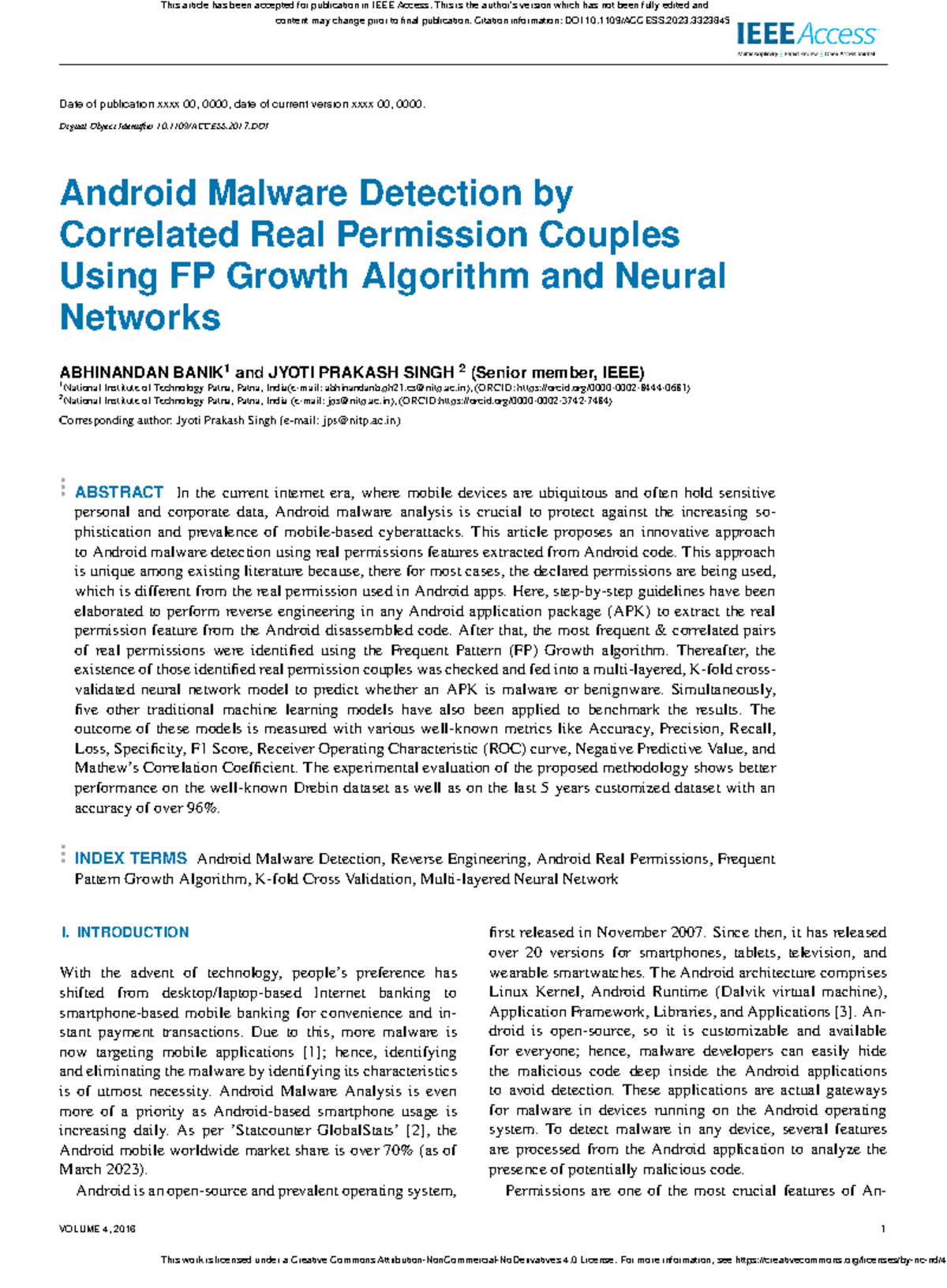 Android Malware Detection by Correlated Real Permi - Date of publication xxxx 00, 0000, date of ...