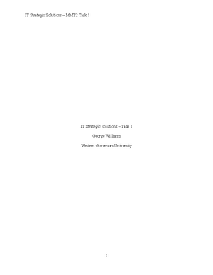 MMT2 Task 2 GW final - Task 2 - IT Strategic Solutions – Task 2 George ...