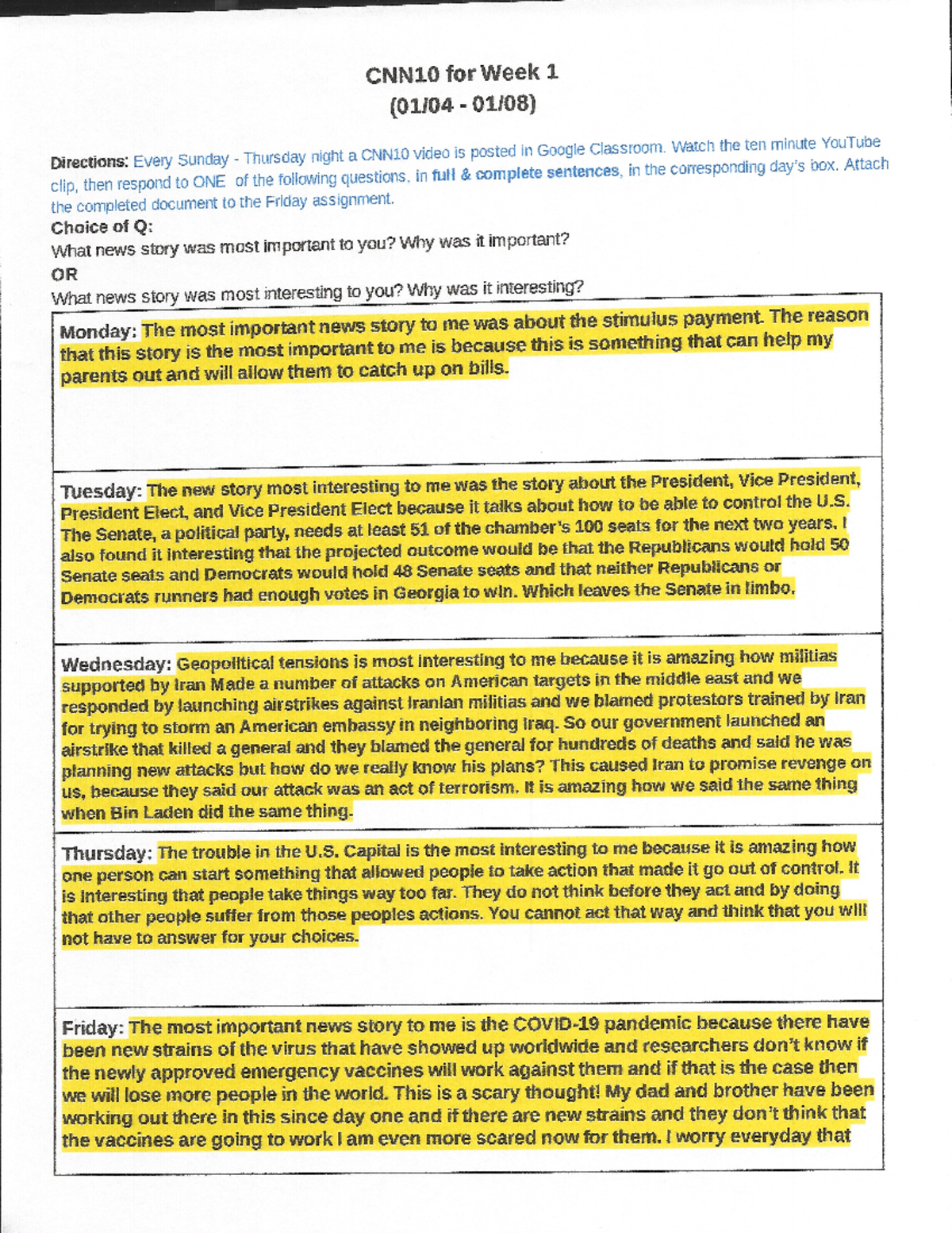 CNN10 Week 1 - summarize the CNN report. - HIS100 - Studocu