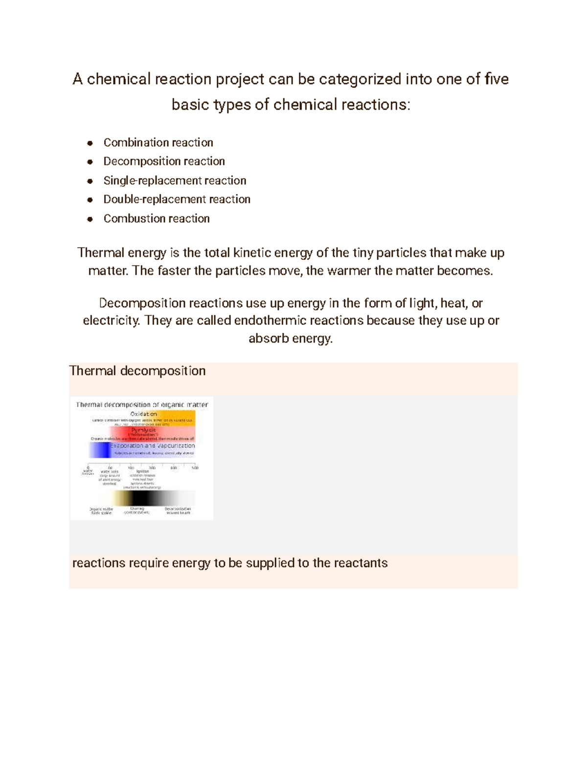 Untitled document - jo mama - A chemical reaction project can be ...