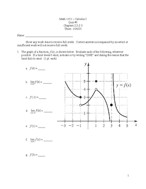 Quiz 2 - Practice for Calculus 1 Final exam. - 1 Math 1151 – Calculus I ...