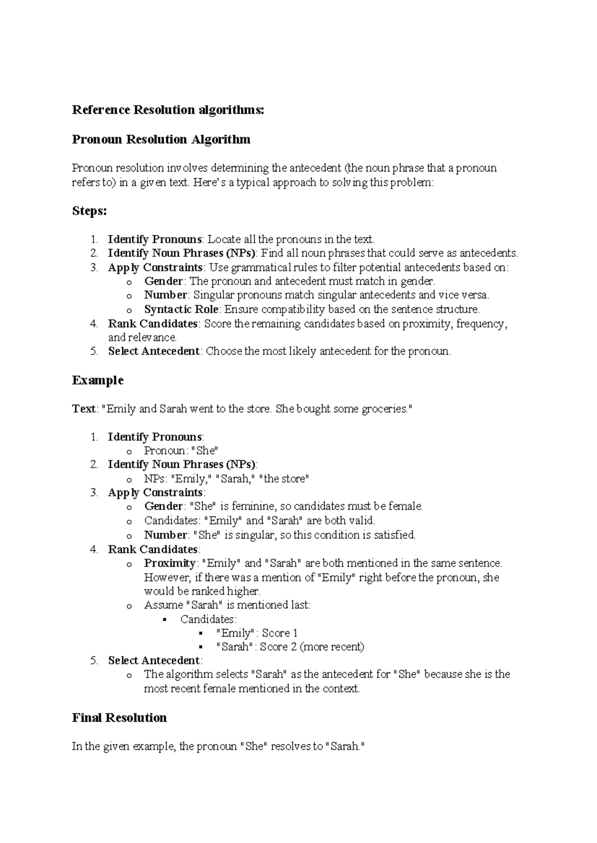 Reference Resolution algorithms - Reference Resolution algorithms ...