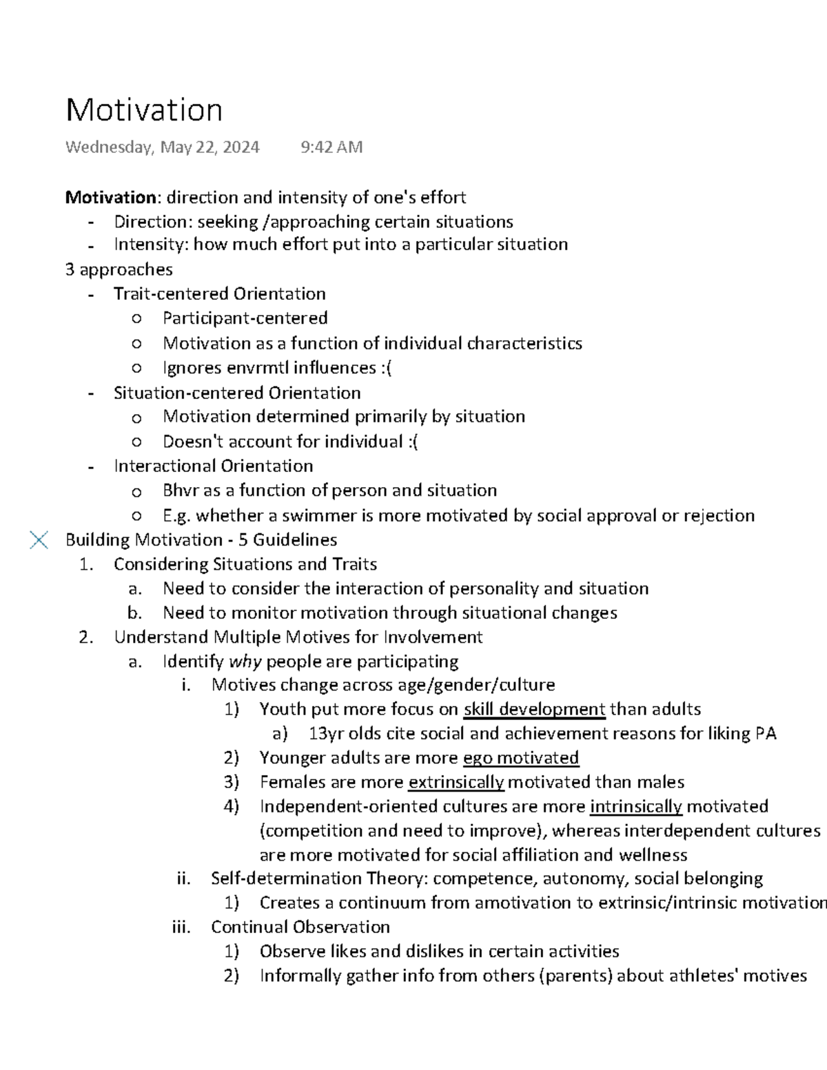 Motivation - textbook and lecture notes - Motivation: direction and ...