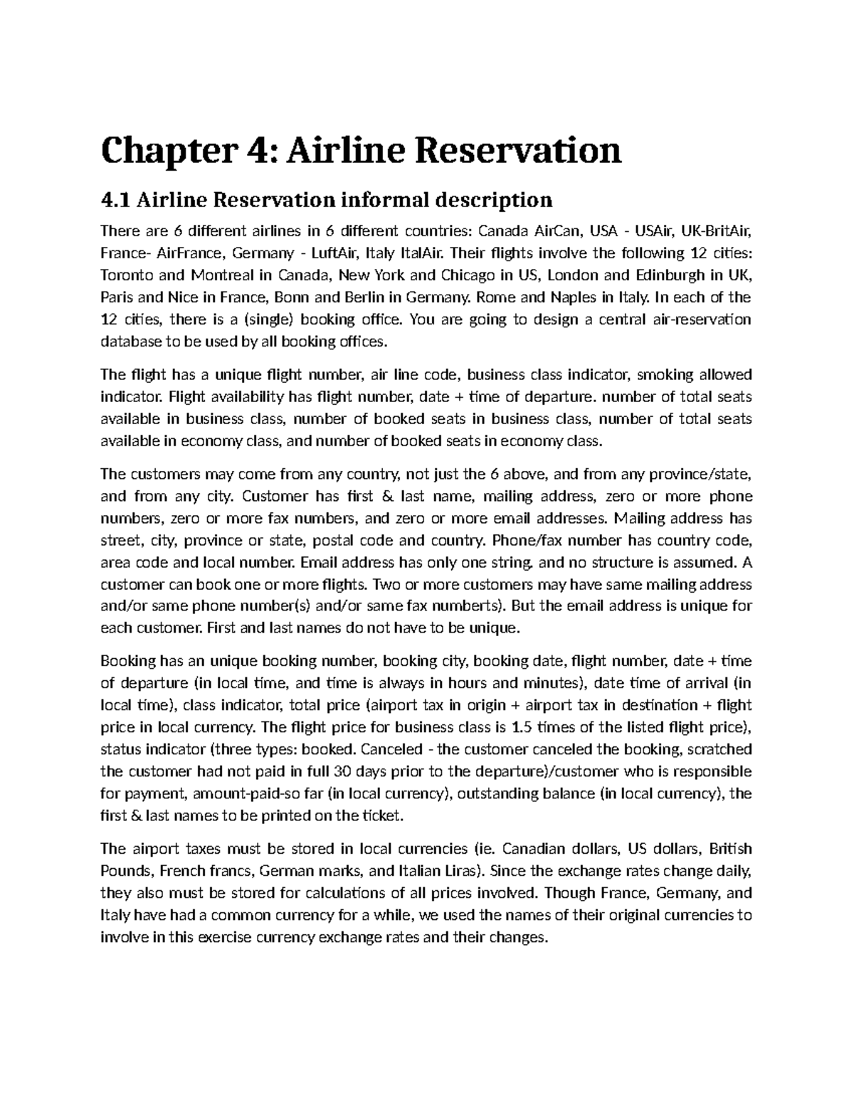 Case - This is the Case Studies Problem of Air Line Reservation System ...