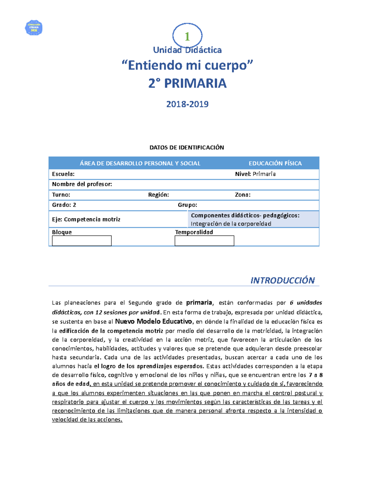 2°Primaria Unidad Didáctica 1 - Unidad Didáctica “Entiendo mi cuerpo” 2 ...