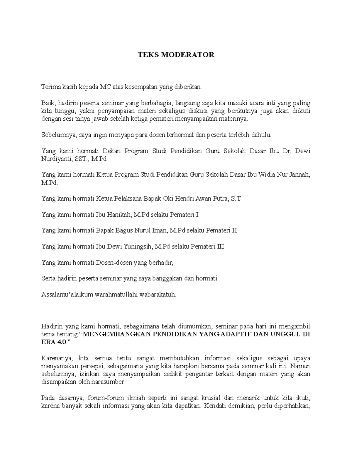 TEKS Moderator fix - TEKS MODERATOR Terima kasih kepada MC atas ...