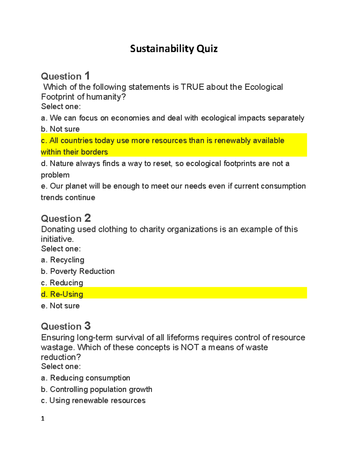 Self Quizes - These quizzes are helpful for review before final exam ...