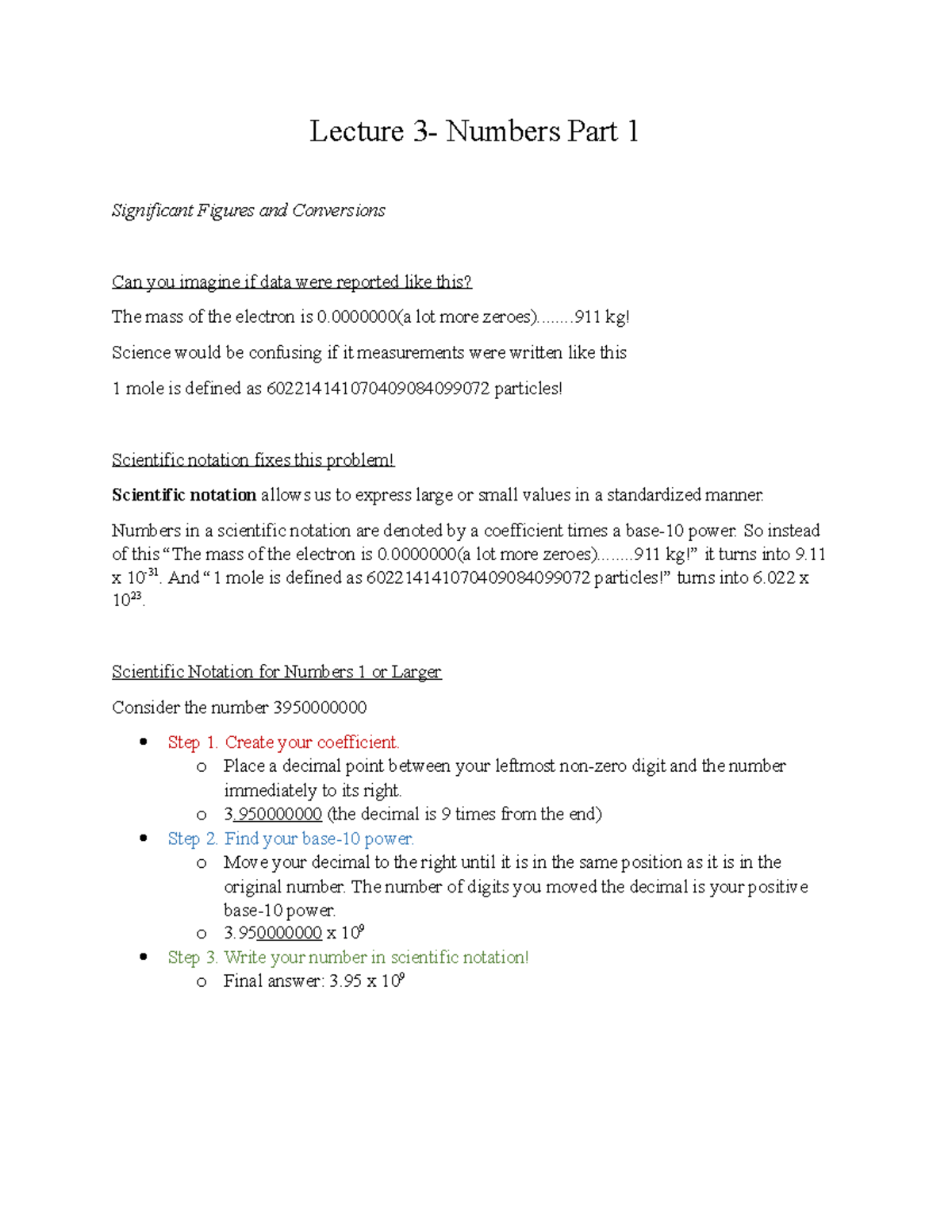 Lecture 3 Notes- CHM1025 (Intro to Chemistry) University of Florida ...