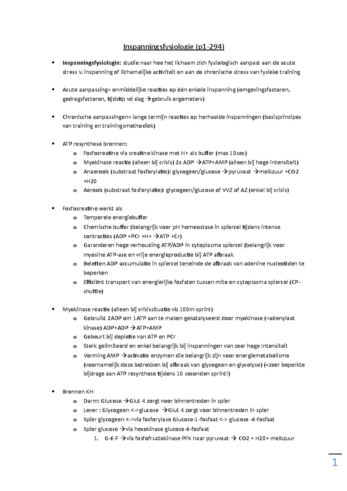 Inspanningsfysiologie - inspanning of lichamelijke activiteit en aan de ...