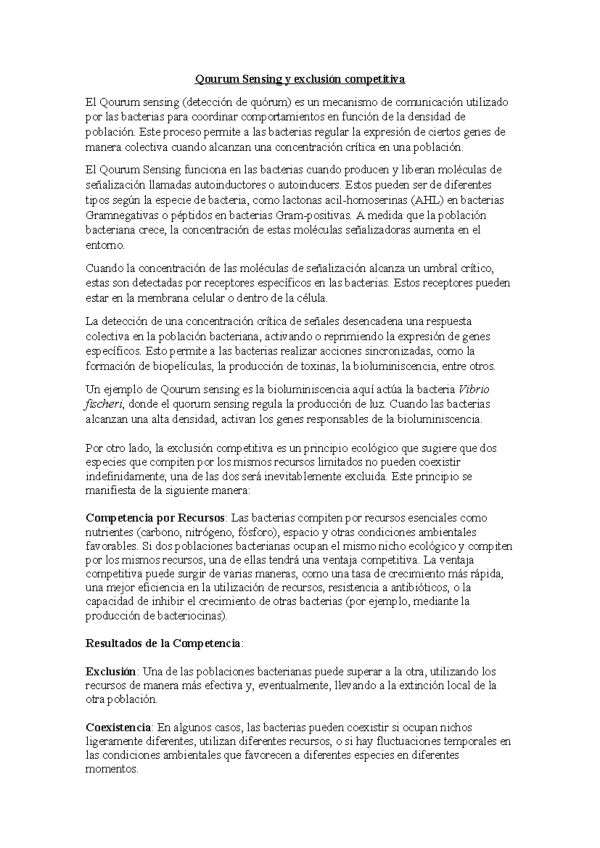 Qourum Sensing y exclusión competitiva - Qourum Sensing y exclusión ...
