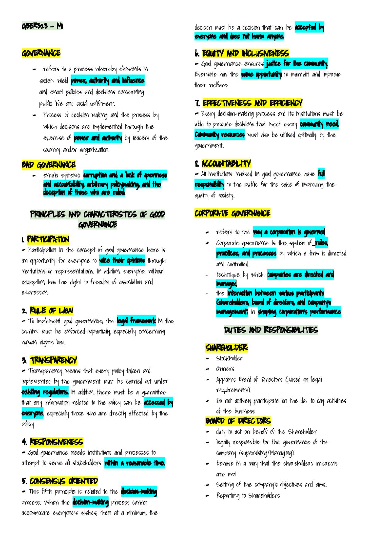 GBER Notes - This will help in uderstanding Corporate Governance and ...