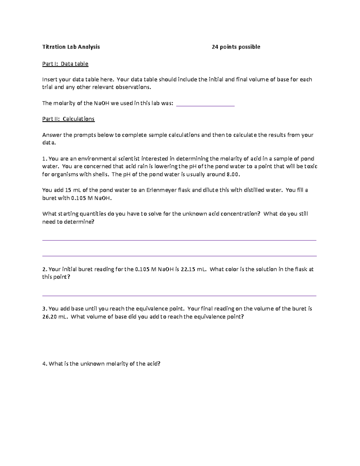 02 Titration Analysis - chemistry lab - Titration Lab Analysis 24 ...